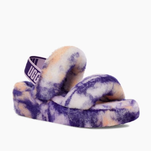 UGG | Shoes | Ugg Oh Yeah Marble Fluff Sandals Slides Slingback Strap ...
